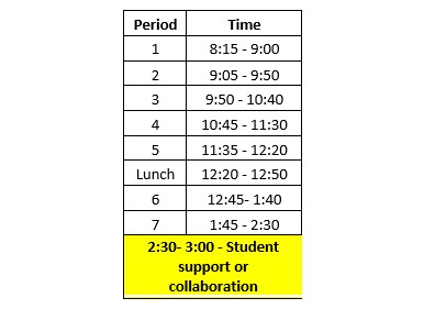 salinas elementary school bell schedule